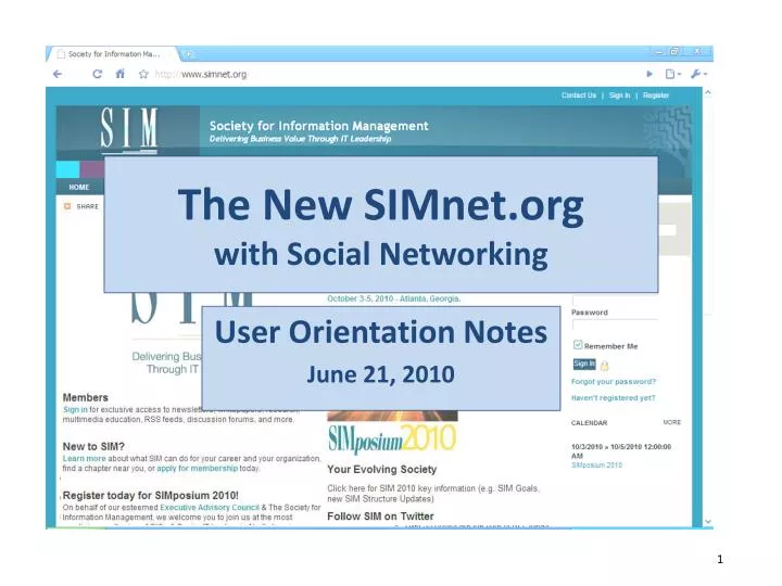 PPT - The New SIMnet.org with Social Networking PowerPoint Presentation ...
