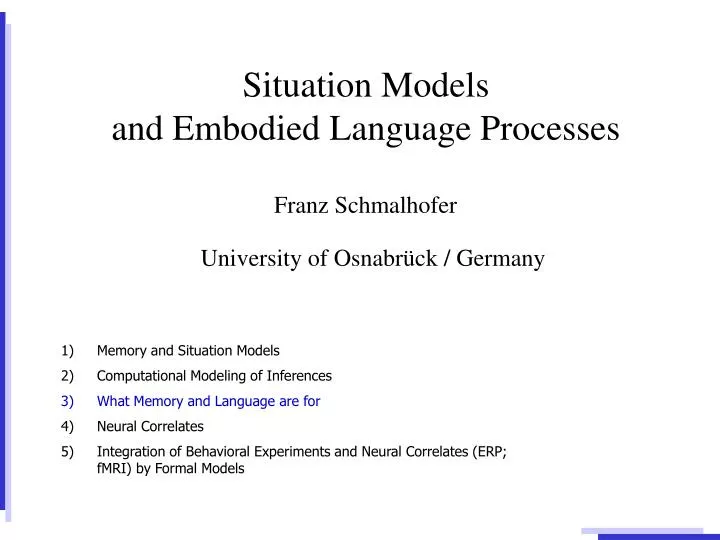 PPT - Situation Models and Embodied Language Processes PowerPoint ...