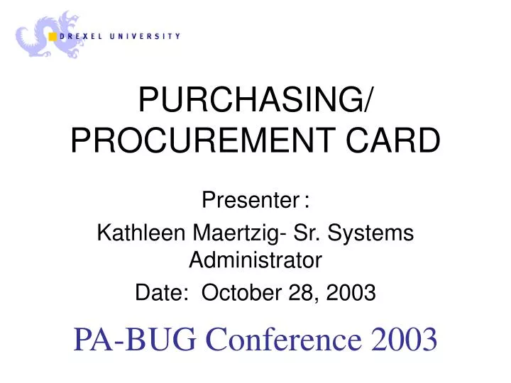 PPT - PURCHASING/ PROCUREMENT CARD PowerPoint Presentation, free ...