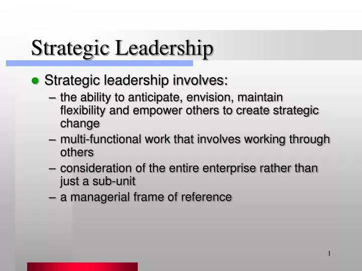 PPT - Strategic Leadership PowerPoint Presentation, free download - ID ...
