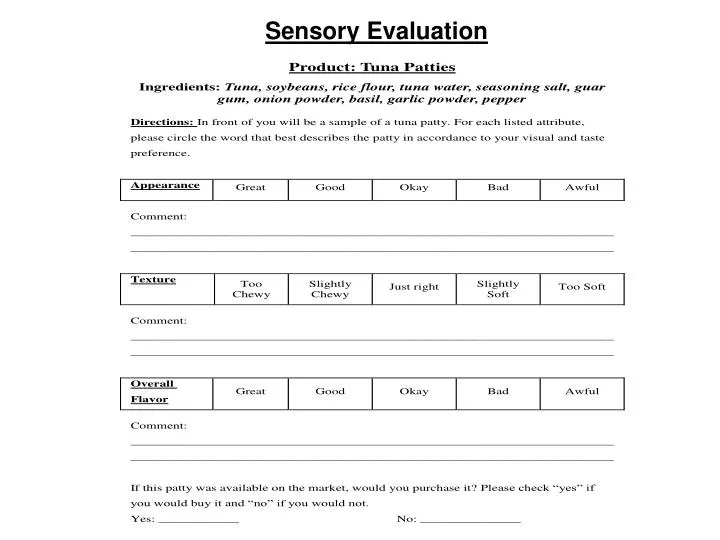PPT - Sensory Evaluation PowerPoint Presentation, free download - ID:654611