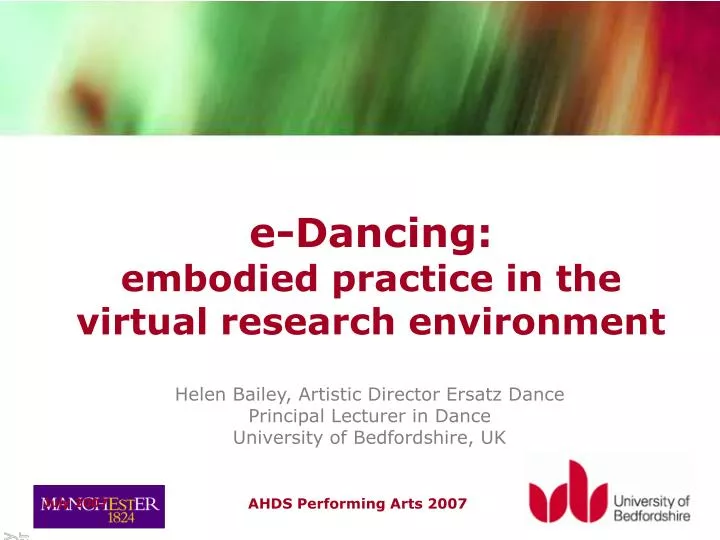PPT - e-Dancing: embodied practice in the virtual research environment ...