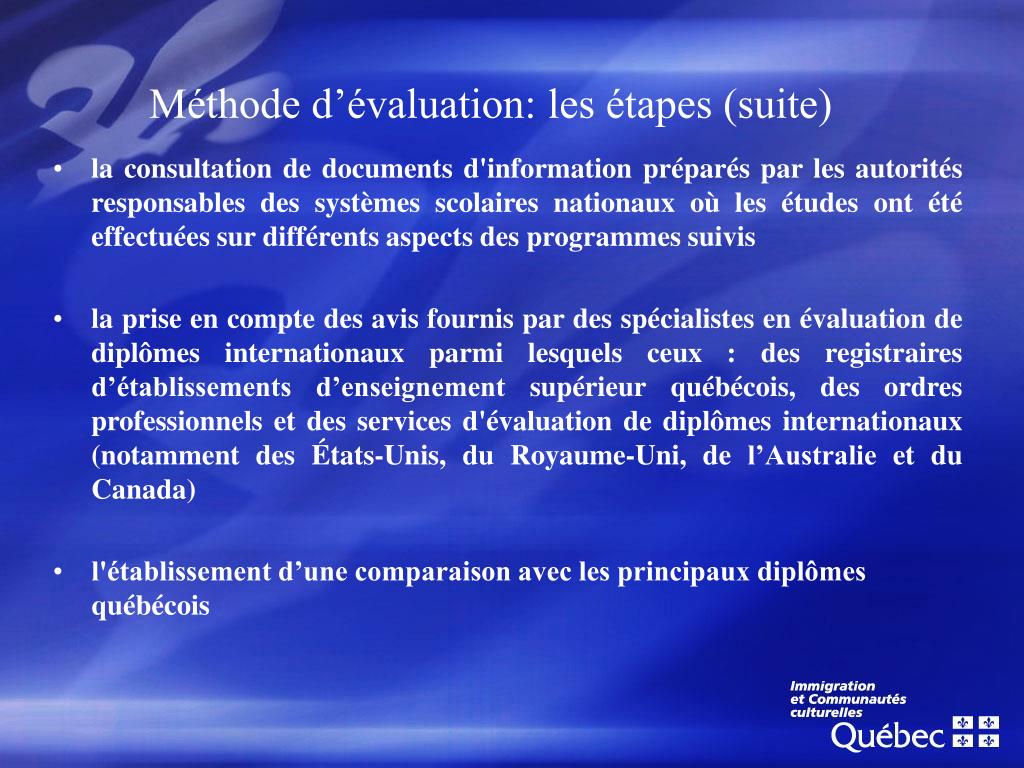PPT - L’Évaluation comparative des études effectuées hors du Québec du ...