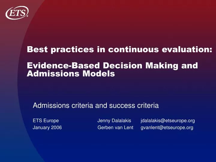 PPT - Best practices in continuous evaluation: Evidence-Based Decision ...