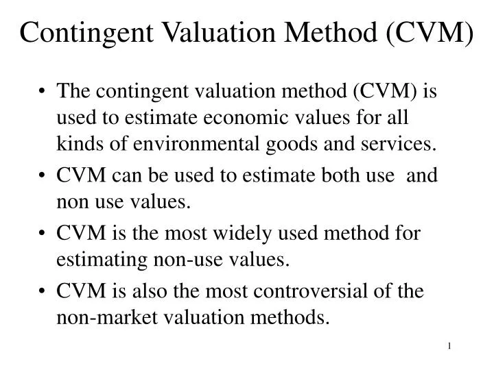 PPT - Contingent Valuation Method (CVM) PowerPoint Presentation, free ...