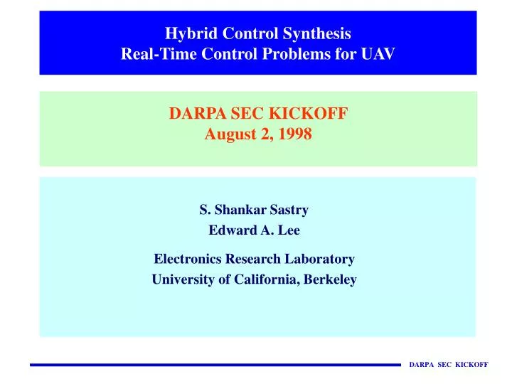 PPT - Hybrid Control Synthesis Real-Time Control Problems for UAV ...