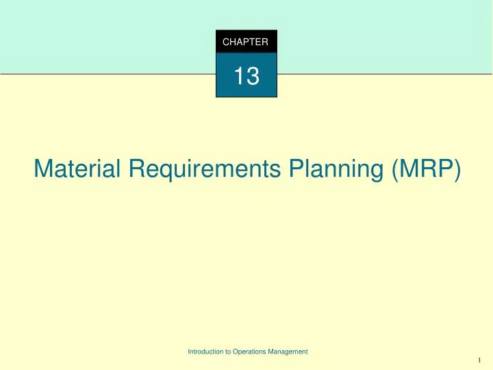 PPT - Material Requirements Planning (MRP) PowerPoint Presentation ...