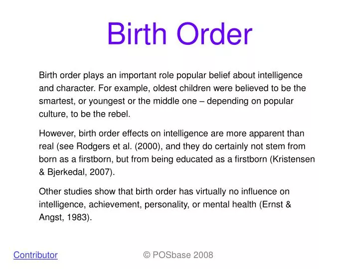 PPT - Birth Order PowerPoint Presentation, free download - ID:660856