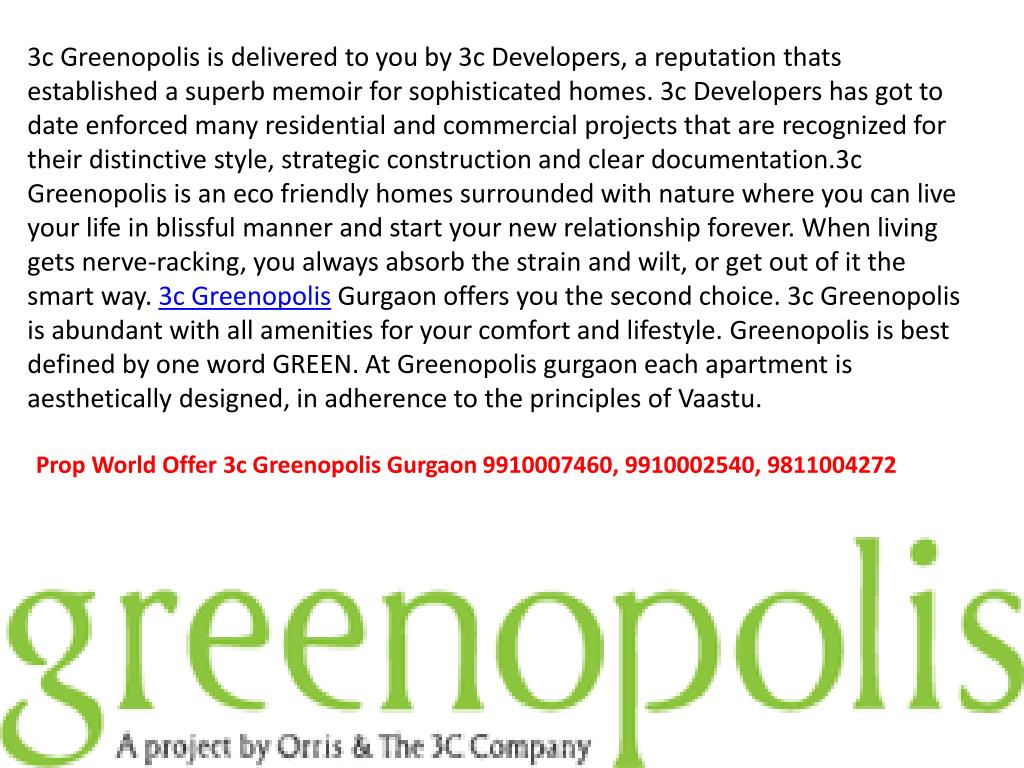 PPT - 3c Greenopolis 9910007460 ,9811004272 PowerPoint Presentation, free download - ID:660920