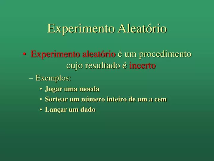 PPT - Experimento Aleatório PowerPoint Presentation, free download - ID ...
