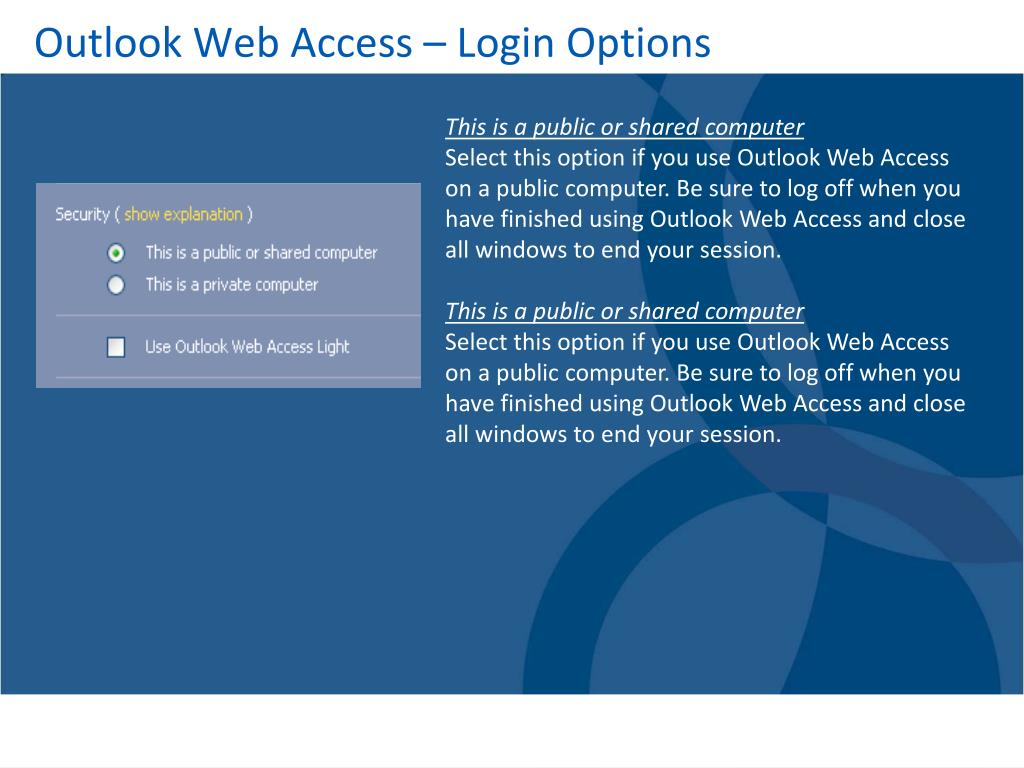 PPT - Microsoft ® Office Outlook Web Access Training: Getting Started ...