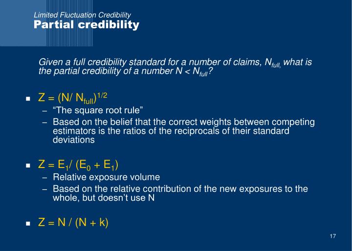 PPT - Basic Concepts in Credibility CAS Seminar on Ratemaking Salt Lake ...