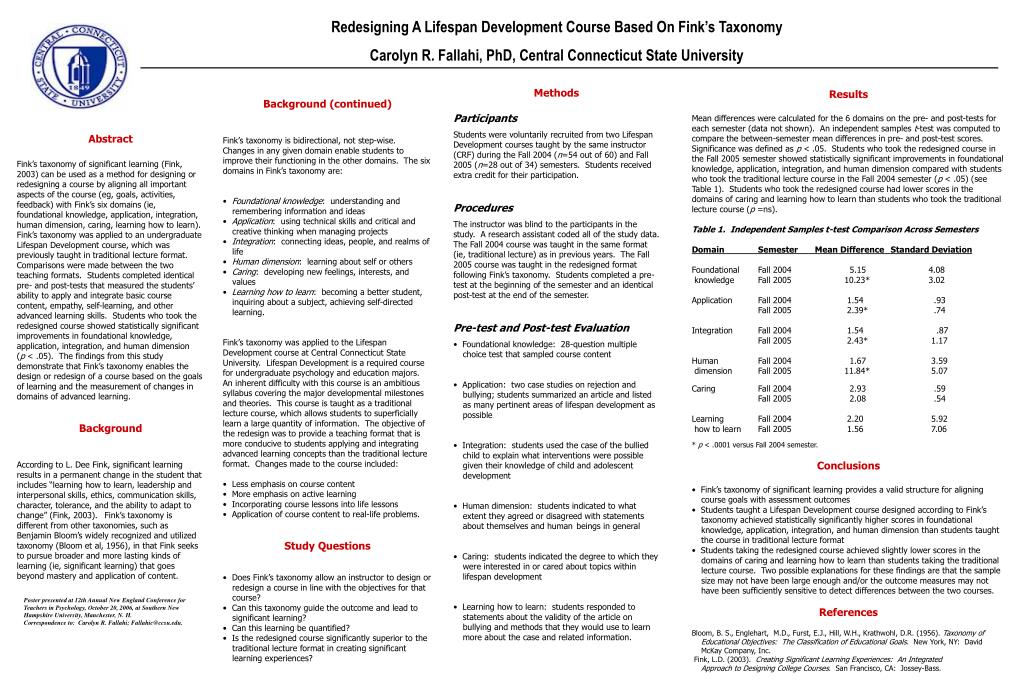 PPT - Redesigning A Lifespan Development Course Based On Fink’s ...
