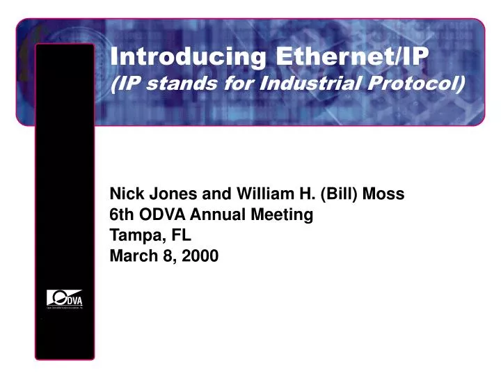 PPT - Introducing Ethernet/IP (IP stands for Industrial Protocol ...