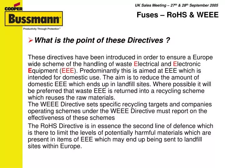 PPT - Fuses – RoHS & WEEE PowerPoint Presentation, free download - ID ...