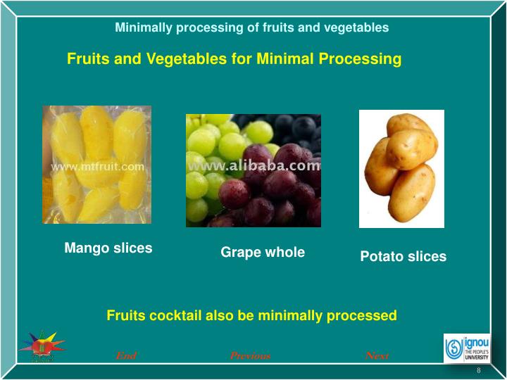 PPT - MINIMALLY PROCESSING OF FRUITS AND VEGETABLES PowerPoint ...