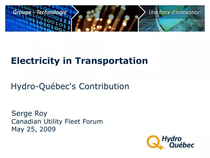 PPT - Electricity in Transportation PowerPoint Presentation, free ...