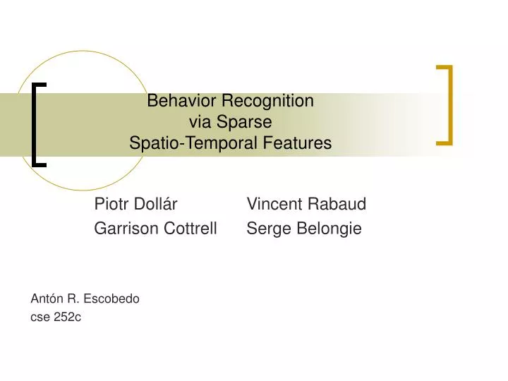 Ppt Behavior Recognition Via Sparse Spatio Temporal Features Powerpoint Presentation Id667818 9879