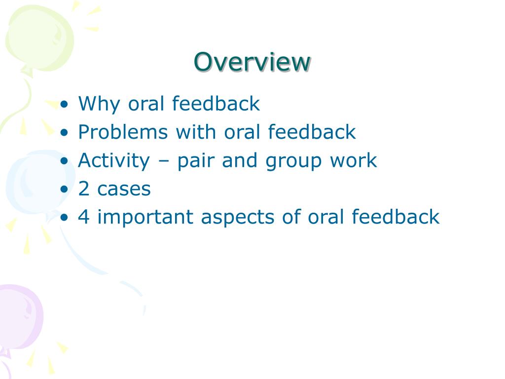 PPT - Giving oral feedback on student writing: What aspects should we ...