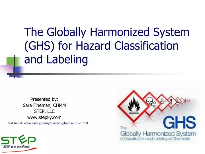 PPT - The Globally Harmonized System (GHS) for Hazard Classification ...