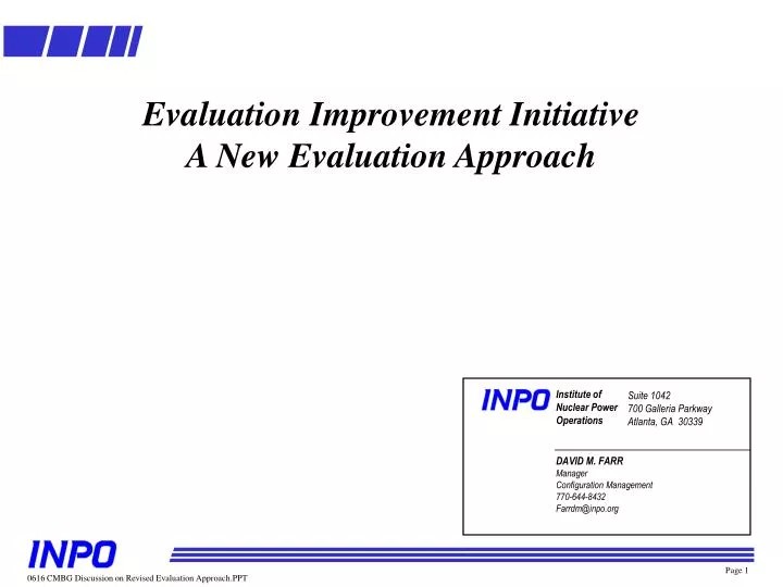 PPT - Evaluation Improvement Initiative A New Evaluation Approach ...