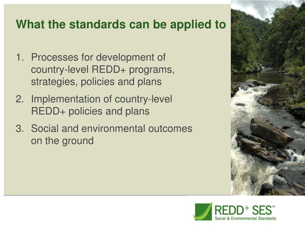 PPT - REDD+ Social and Environmental Standards Initiative Joanna Durbin ...