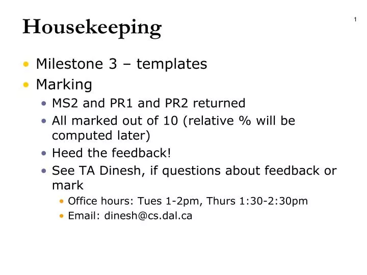 PPT - Housekeeping PowerPoint Presentation, free download - ID:678756