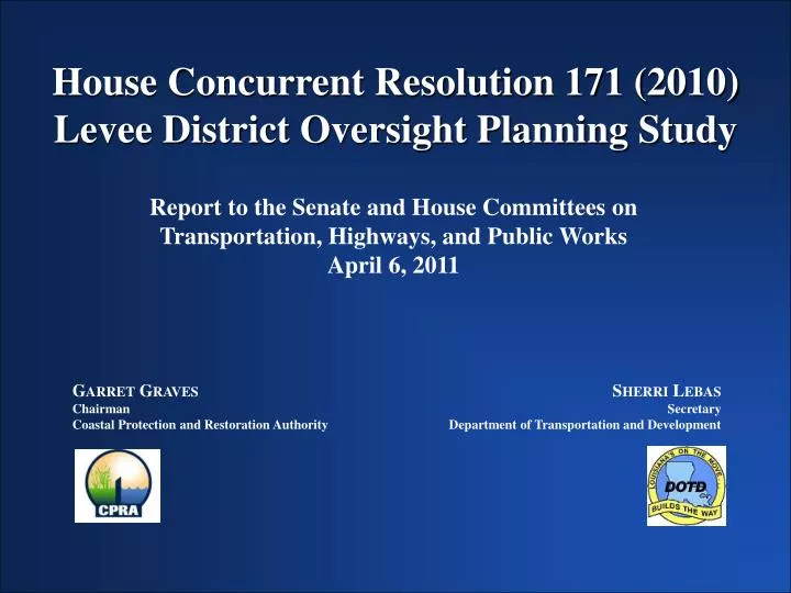 PPT - House Concurrent Resolution 171 (2010) Levee District Oversight ...