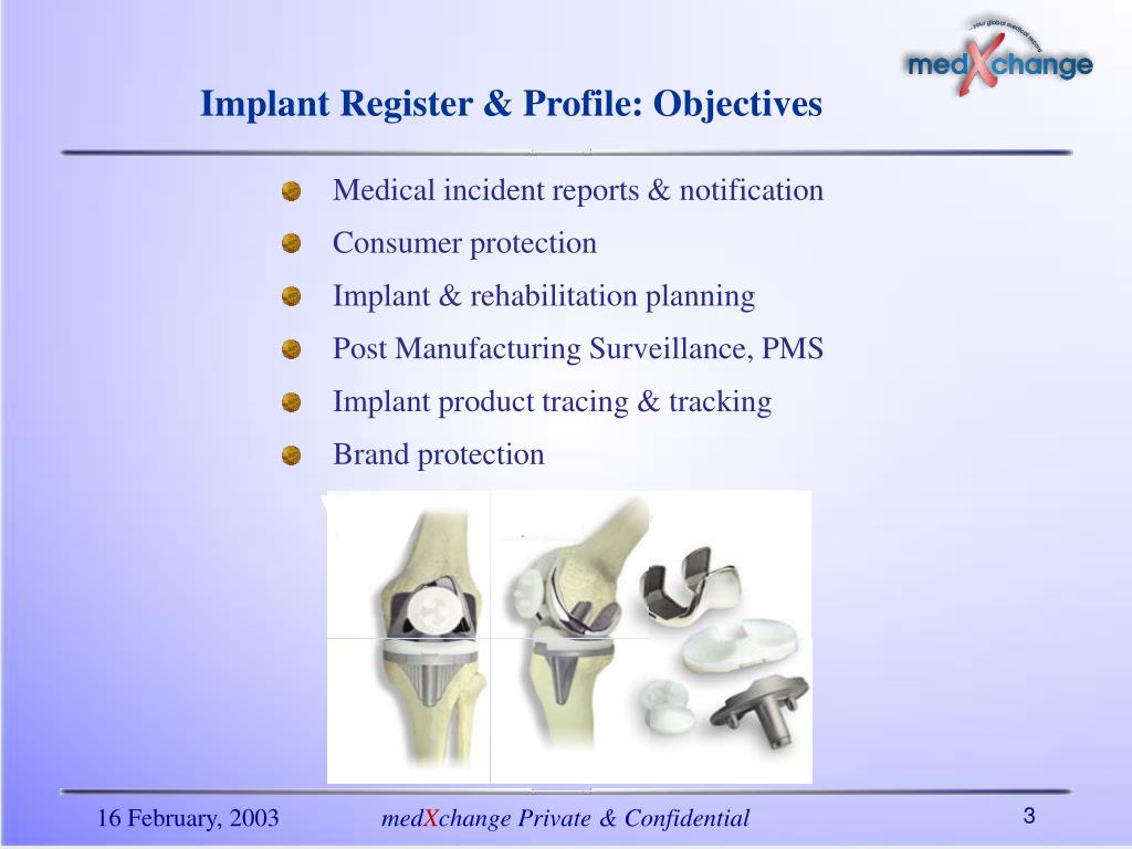 PPT - Implant Register & Patient Implant Profile for: Orthopaedic ...
