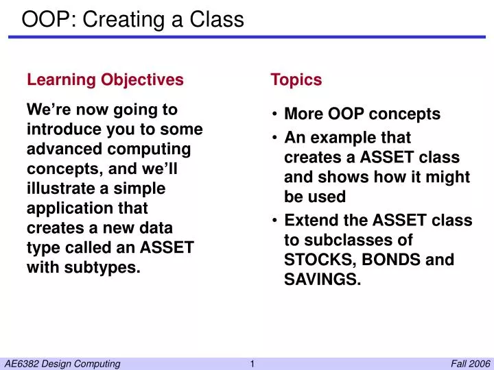 Ppt Oop Creating A Class Powerpoint Presentation Free Download Id686944