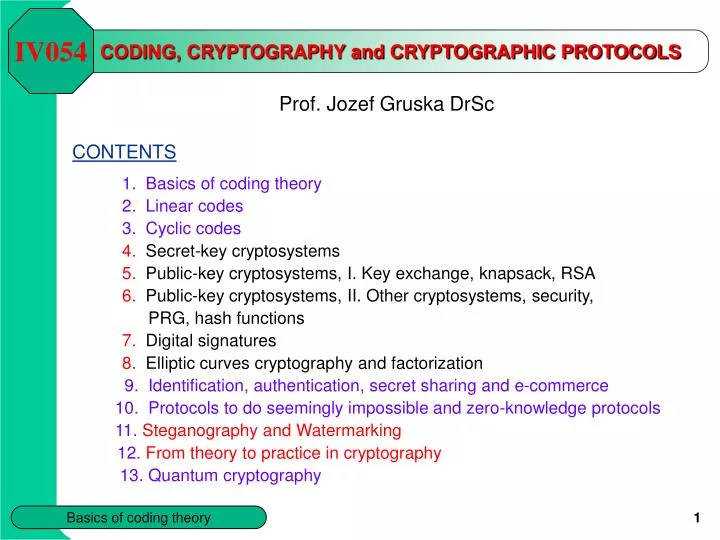PPT - CODING, CRYPTOGRAPHY and CRYPTOGRAPHIC PROTOCOLS PowerPoint ...
