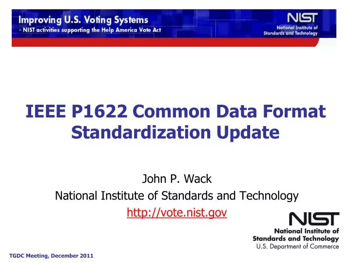 PPT - IEEE P1622 Common Data Format Standardization Update PowerPoint Presentation - ID:691966