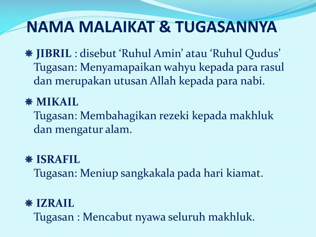 Mengenal Nama Malaikat Dan Tugasnya Dalam Islam Musli
