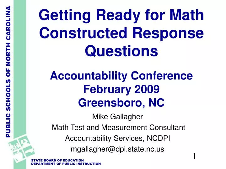 PPT - Getting Ready for Math Constructed Response Questions ...