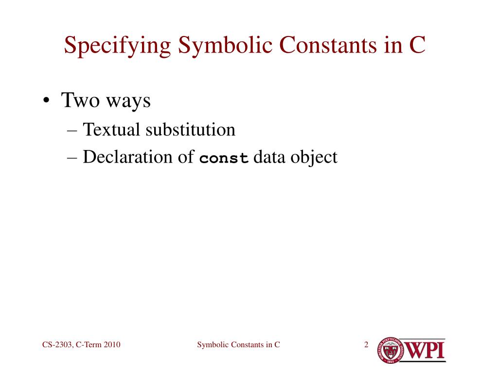Ppt Digression Symbolic Constants In C Powerpoint Presentation