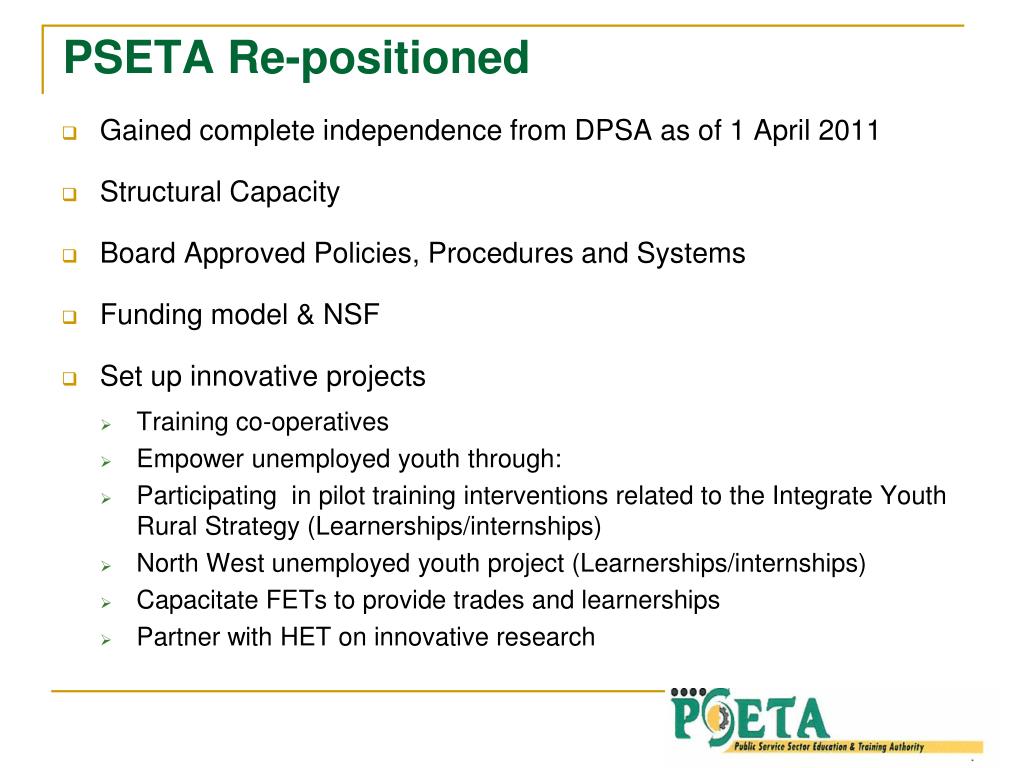 PPT - The Role of PSETA PSTF Conference 2011 Bloemfontein PowerPoint ...