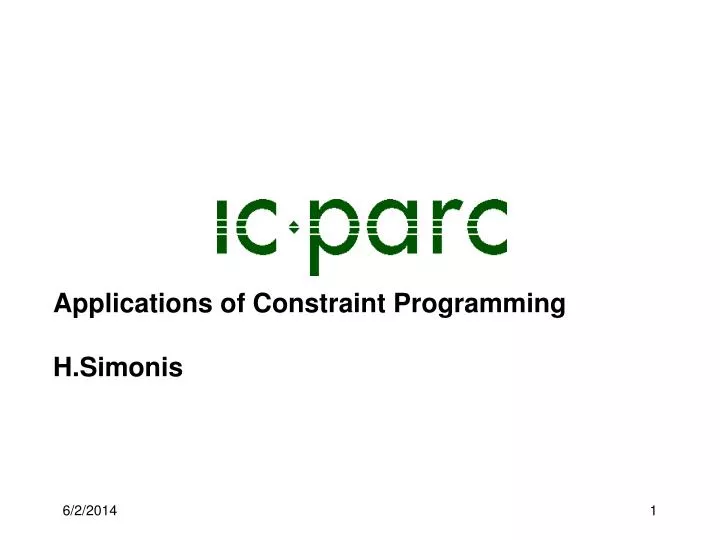Ppt Applications Of Constraint Programming Hsimonis Powerpoint 0763