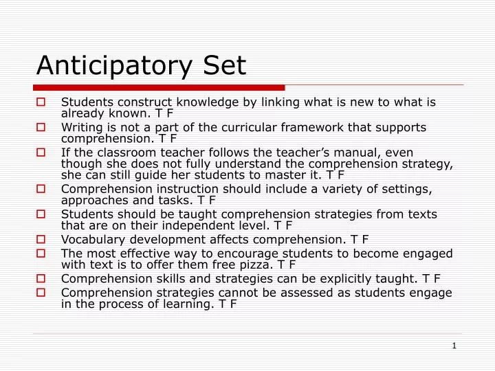 PPT - Anticipatory Set PowerPoint Presentation, free download - ID:7053