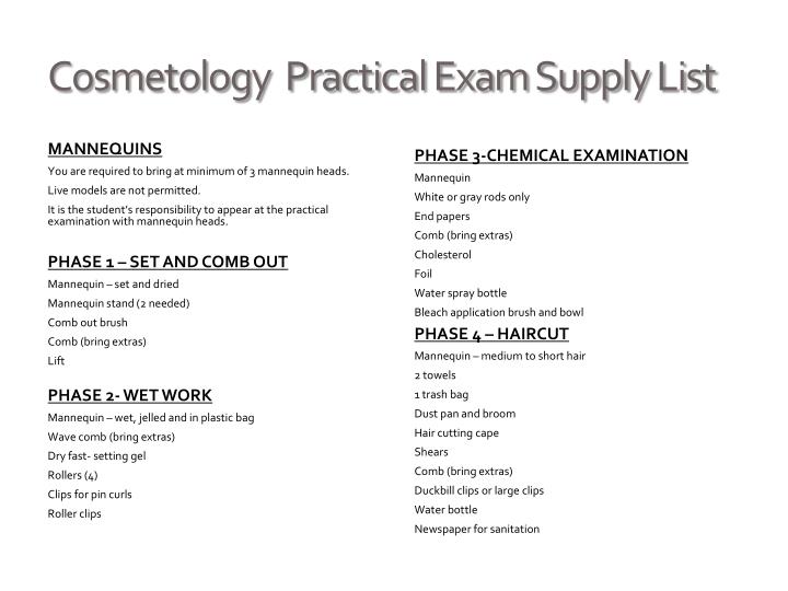 PPT - Louisiana State Board of Cosmetology Cosmetology Practical Exam PowerPoint Presentation ...