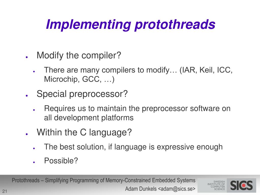 Ppt Protothreads Simplifying Programming Of Memory Constrained Embedded Systems Powerpoint