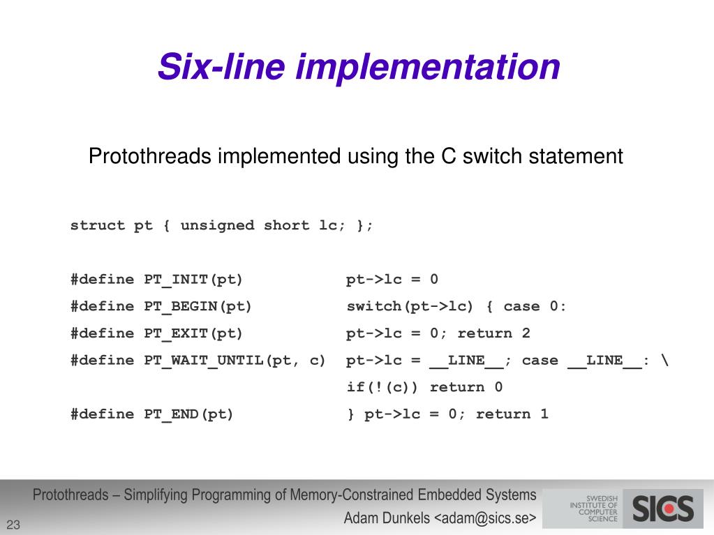 Ppt Protothreads Simplifying Programming Of Memory Constrained Embedded Systems Powerpoint