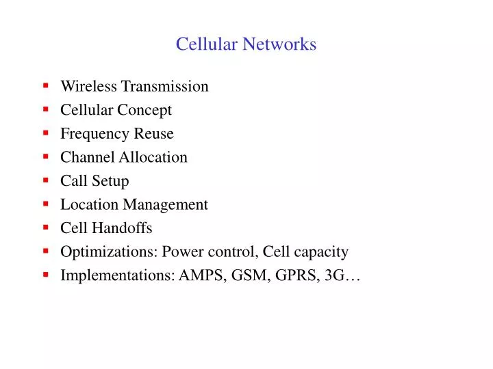 PPT - Cellular Networks PowerPoint Presentation, free download - ID:712811