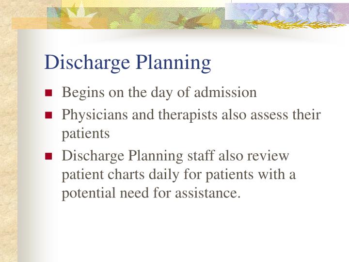 PPT - Discharge Planning PowerPoint Presentation - ID:719999