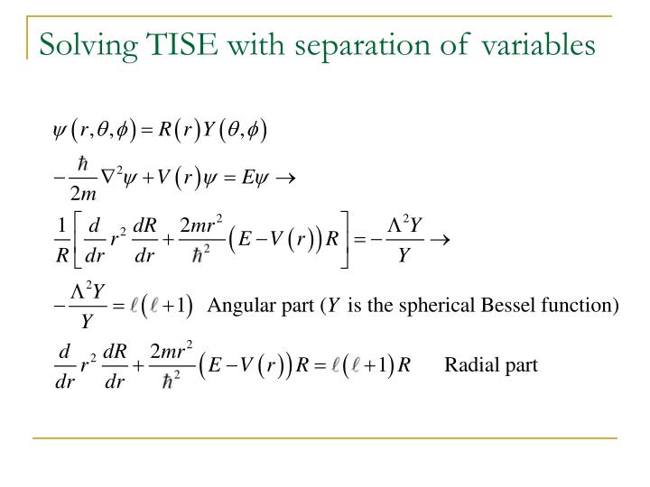 PPT - Solving the radial Schr ö dinger equation of hydrogen atom for l ...