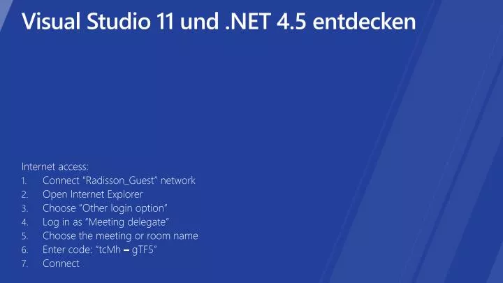 PPT - Visual Studio 11 und .NET 4.5 entdecken PowerPoint Presentation ...