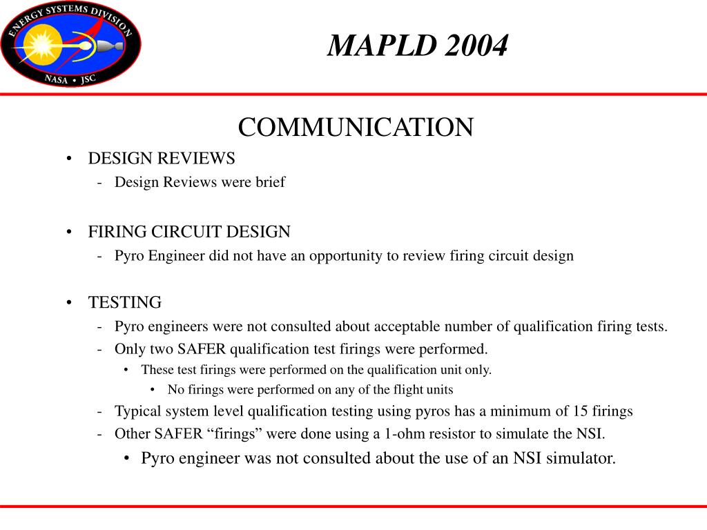 PPT - SAFER Pyrovalve Failure Investigation at MAPLD 2004 PowerPoint ...