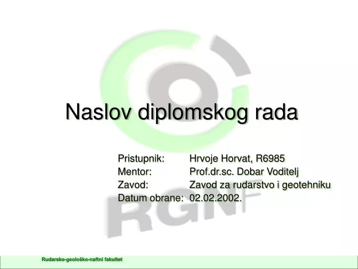 PPT - Naslov diplomskog rada PowerPoint Presentation, free download ...