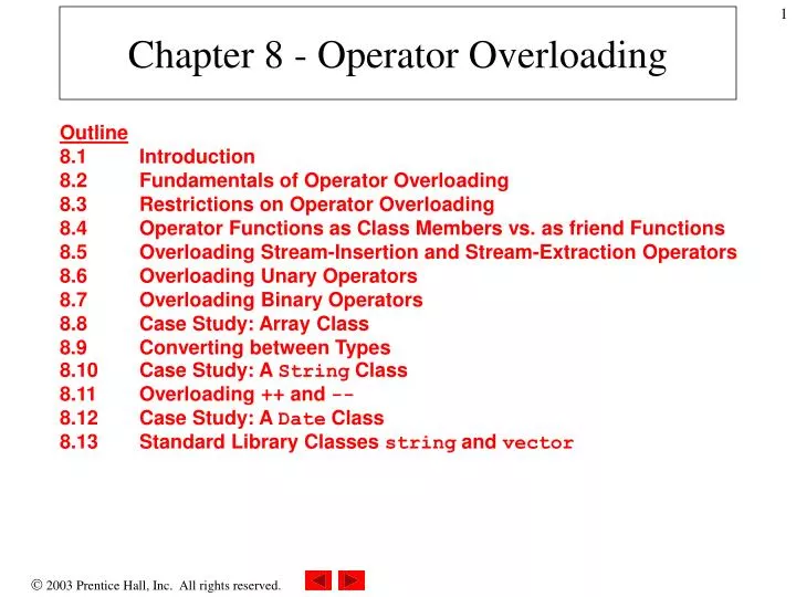 PPT - Chapter 8 - Operator Overloading PowerPoint Presentation, free ...