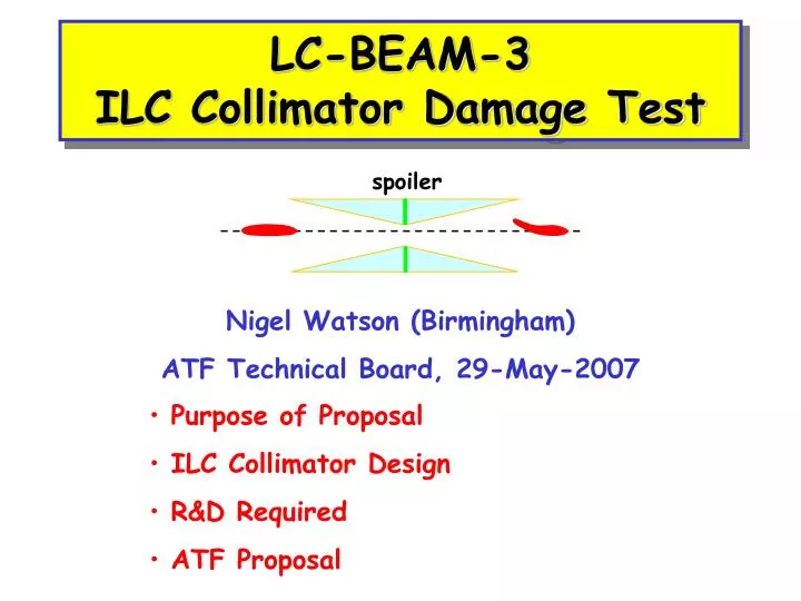 PPT - LC-BEAM-3 ILC Collimator Damage Test PowerPoint Presentation ...