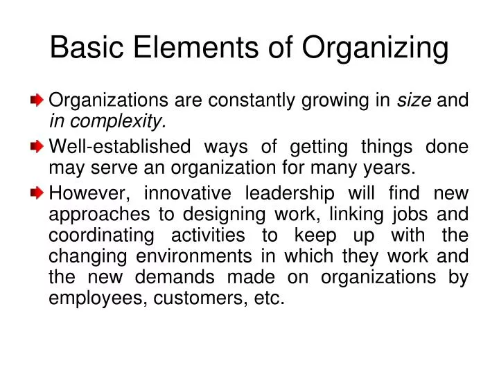 PPT - Basic Elements of Organizing PowerPoint Presentation, free download - ID:730140